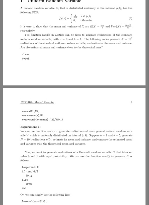 Solved l Uniiorm Itandom Variable A uniform random variable | Chegg.com