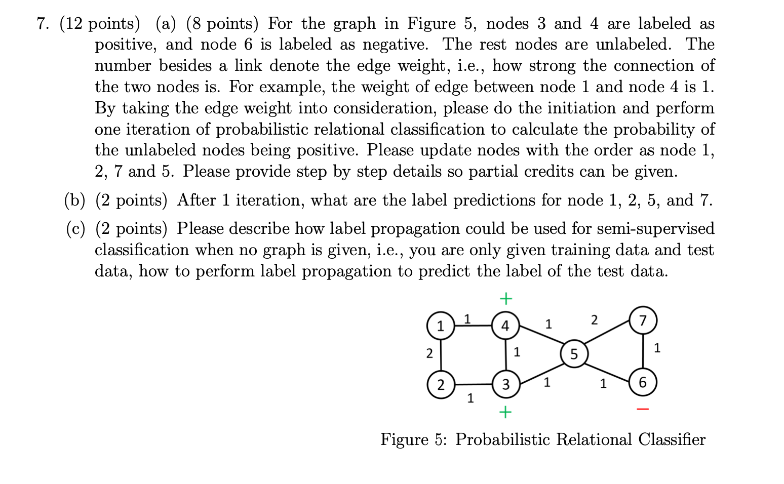 Solved 7. (12 points) (a) (8 points) For the graph in Figure | Chegg.com