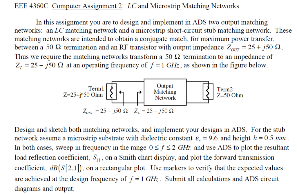 EEE 4360C Computer Assignment 2: LC and Microstrip | Chegg.com