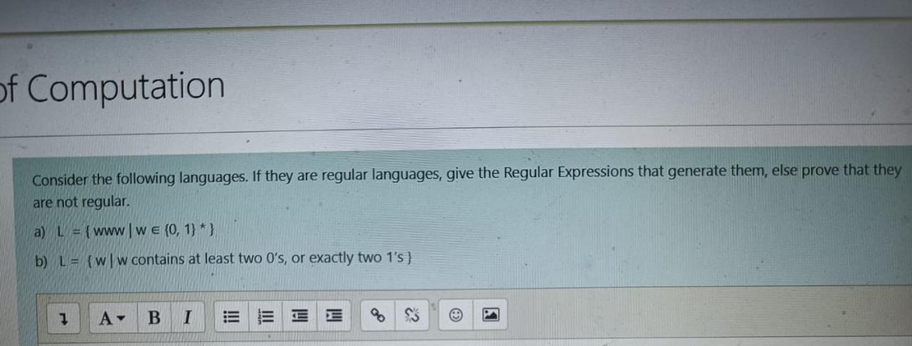 Solved of Computation Consider the following languages. If | Chegg.com