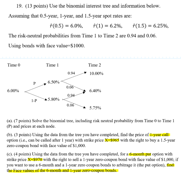 Solved Use the binomial interest tree and information | Chegg.com