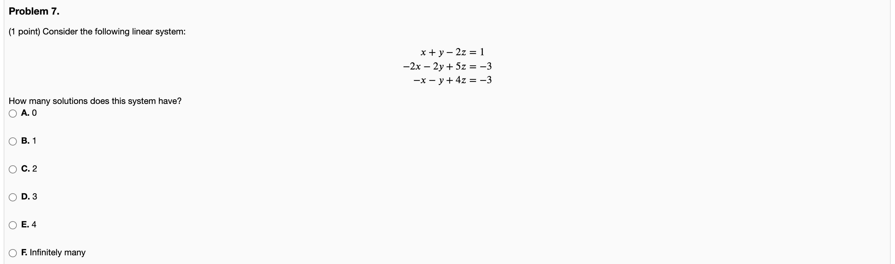 Solved Problem 7. (1 point) Consider the following linear | Chegg.com