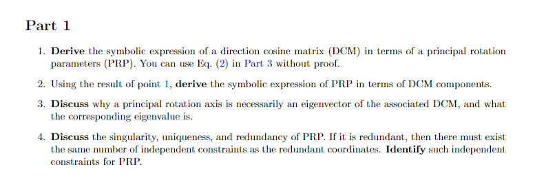 Solved Part 1Derive the symbolic expression of a direction | Chegg.com