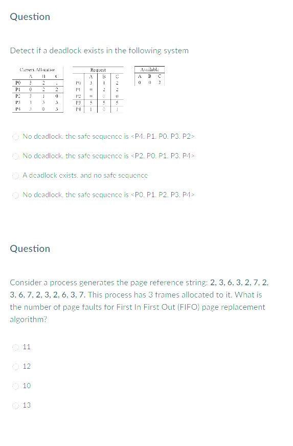 Solved Detect If A Deadlock Exists In The Following System 