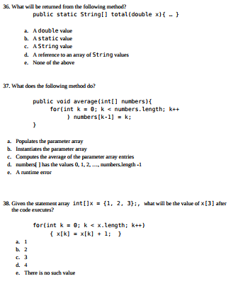 Solved 36. What will be retured from the following method? | Chegg.com