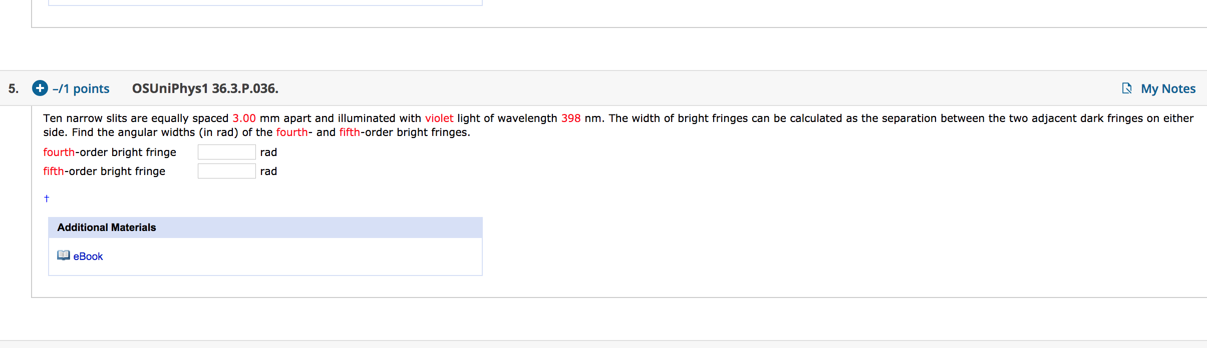 Solved 5. + -/1 points OSUniPhys1 36.3.P.036. My Notes | Chegg.com