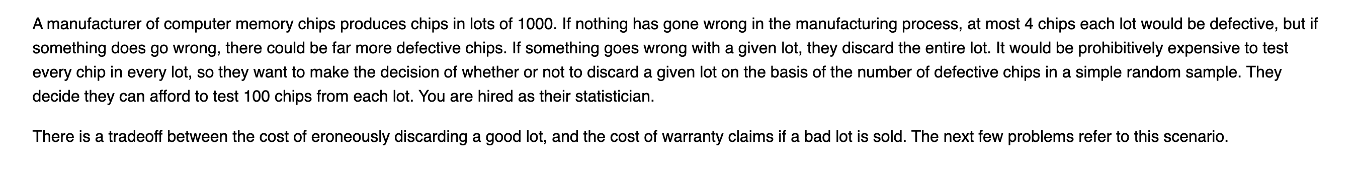 Solved A manufacturer of computer memory chips produces | Chegg.com