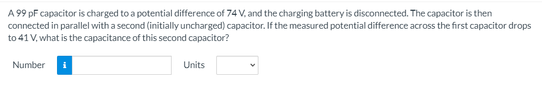 Solved A 99 pF capacitor is charged to a potential | Chegg.com