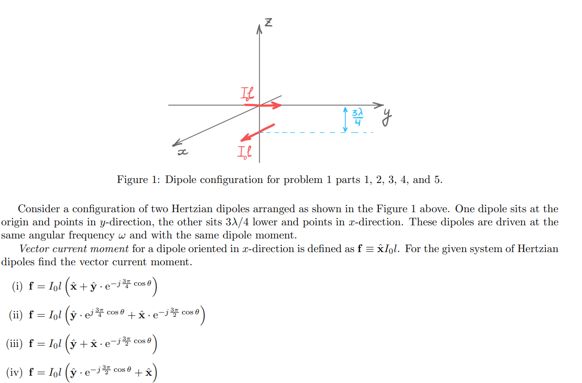 Solved Figure 1: Dipole configuration for problem 1 parts | Chegg.com