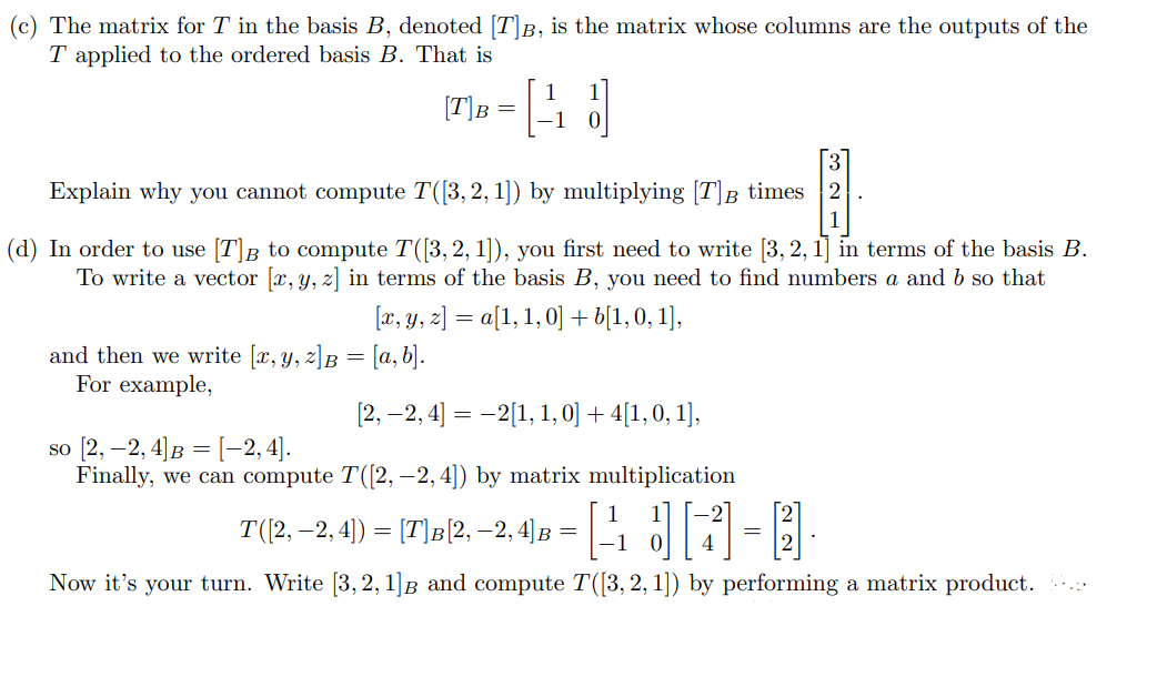 Solved Problem 7. What's all the fuss about change of basis? | Chegg.com