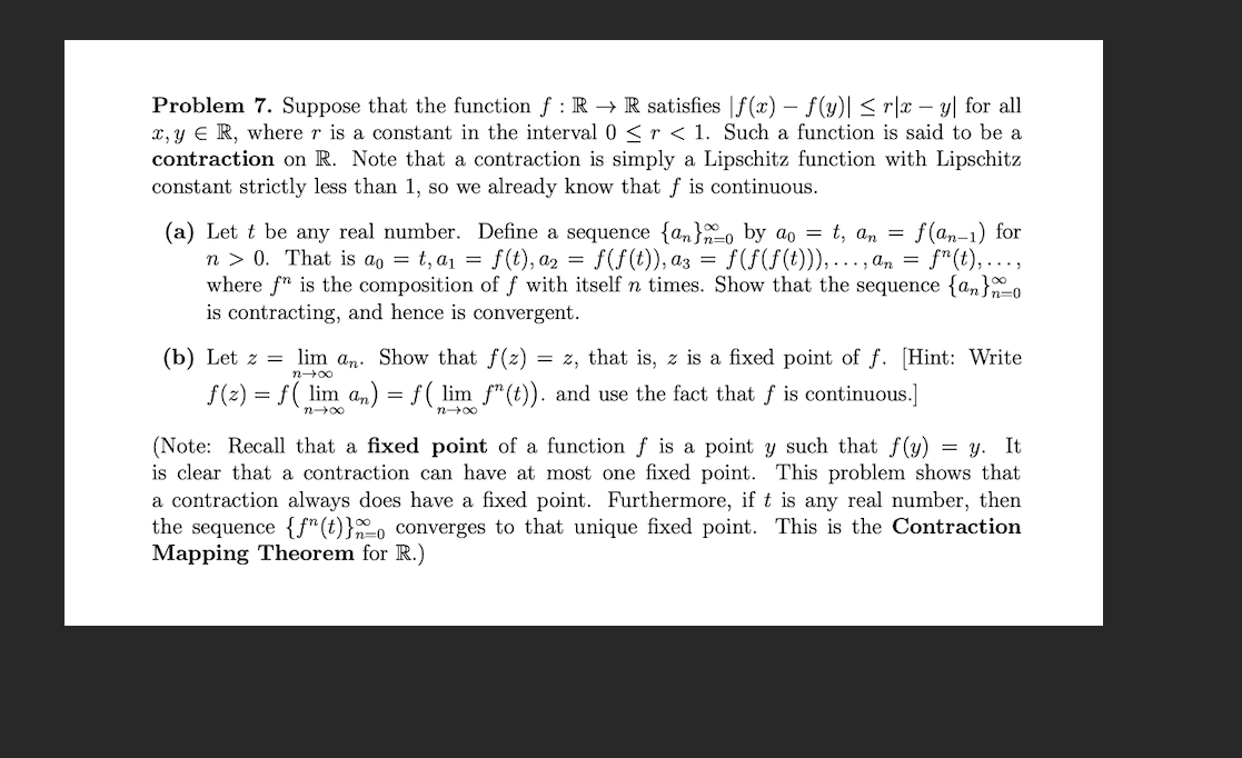 Solved Problem 7. Suppose that the function f:R→R satisfies | Chegg.com