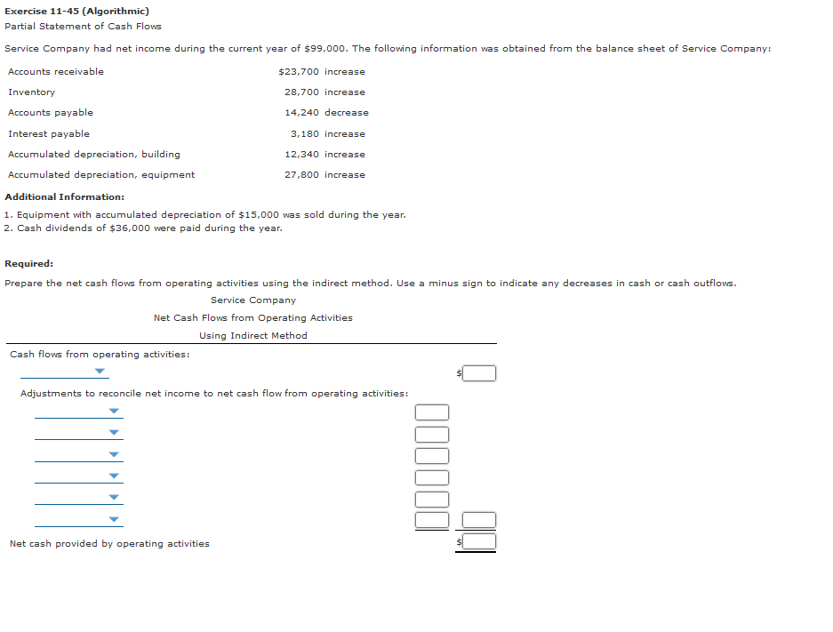 Solved Exercise 11-45 (Algorithmic) Partial Statement of | Chegg.com