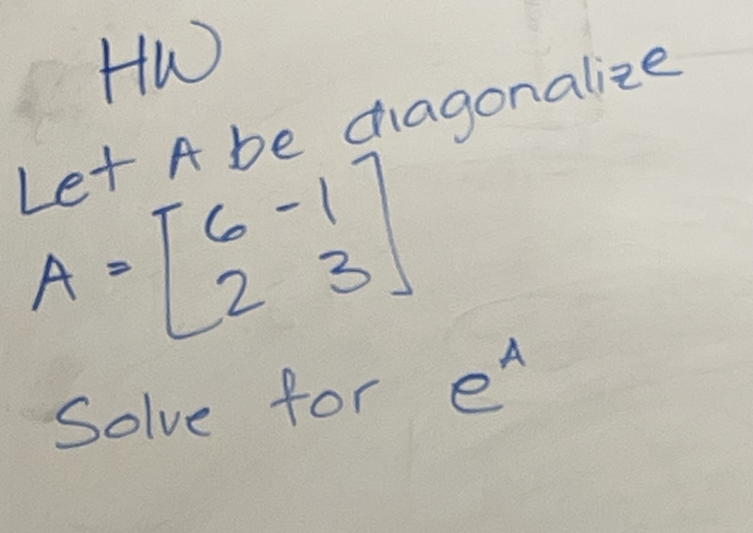 Solved Let A be diagonalize HW A=[62−13] Solve for eA | Chegg.com