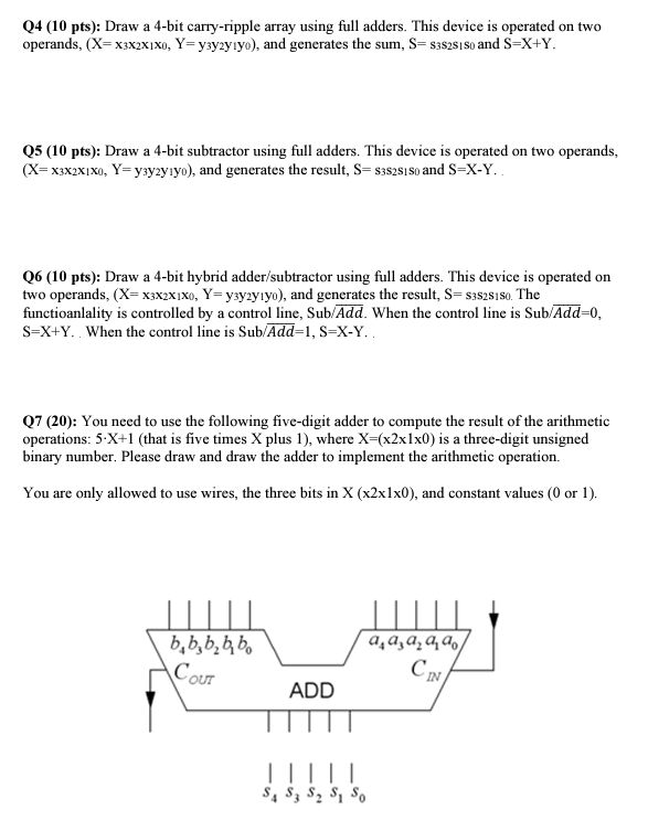 Solved Q4 10 Pts Draw A 4 Bit Carry Ripple Array Using 