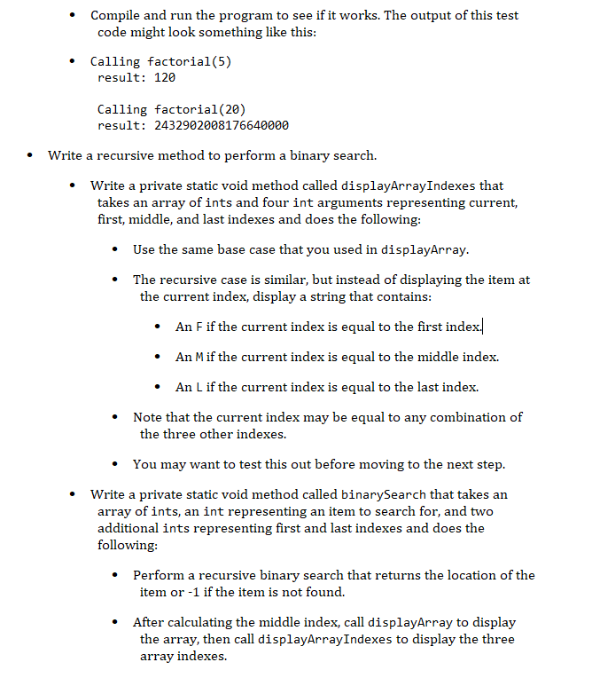 Solved Learning Outcomes • Implement recursive void methods. | Chegg.com