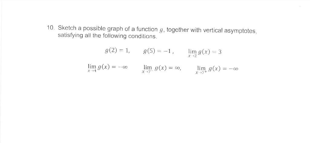 10. Sketch a possible graph of a function g, together | Chegg.com