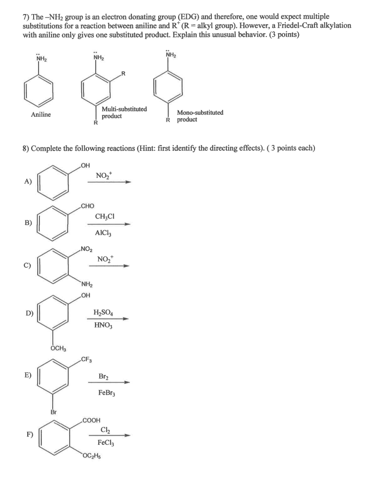 Solved 7) The-NH2 group is an electron donating group (EDG) | Chegg.com