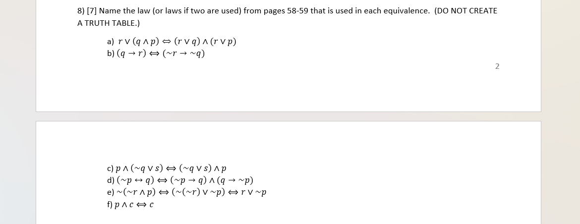 Solved 8) [7] Name the law (or laws if two are used) from | Chegg.com