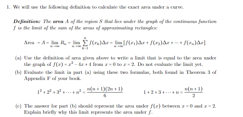 Solved We will use the following definition to calculate the | Chegg.com