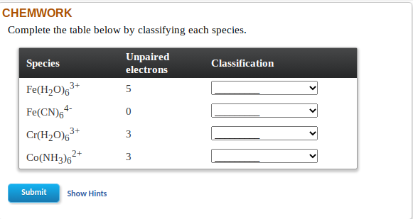 Solved Classify if the species is weak field, strong field, | Chegg.com