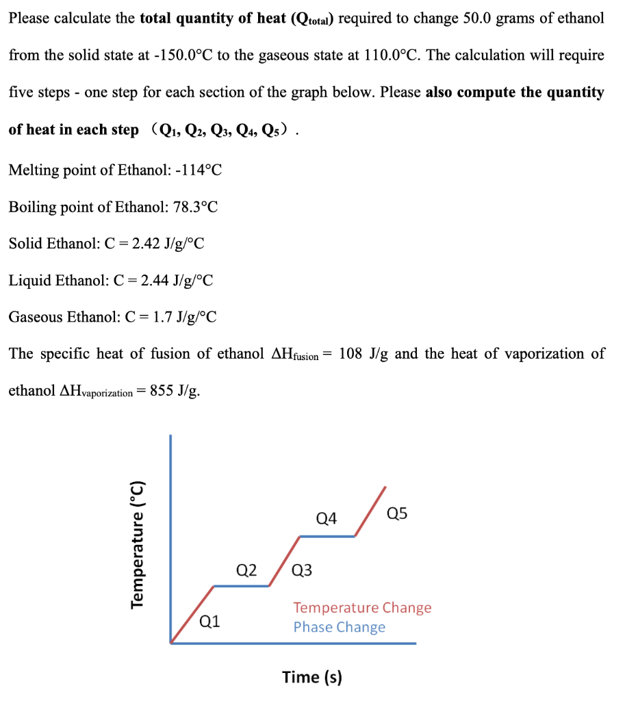 Solved Please calculate the total quantity of heat (Qtotal) | Chegg.com