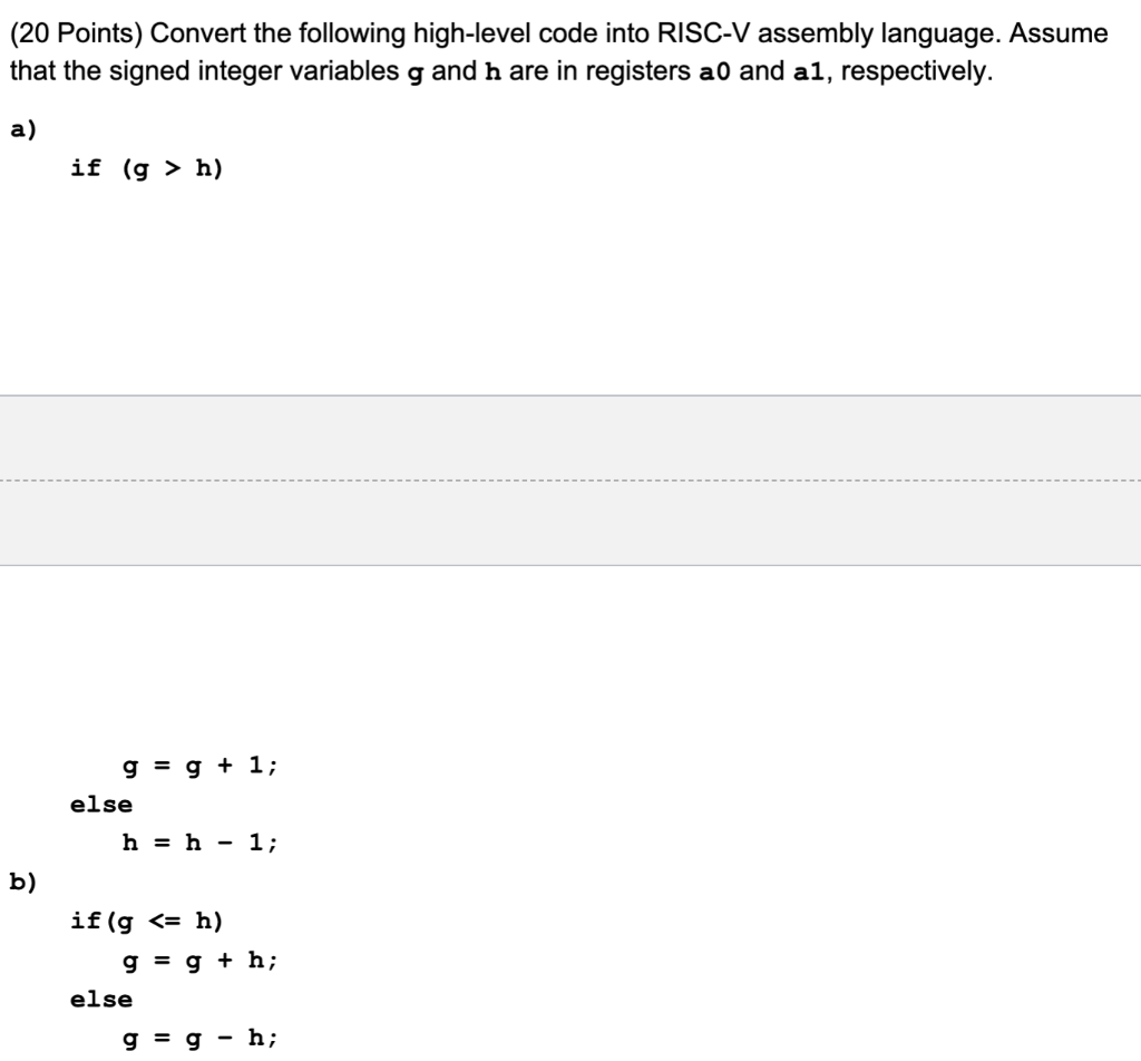 Solved (20 Points) Convert the following high-level code | Chegg.com