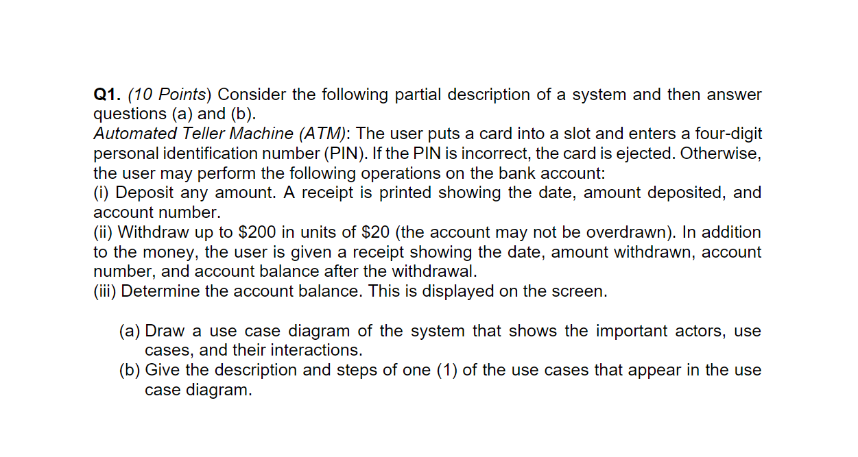 Solved Q1. (10 Points) Consider the following partial | Chegg.com