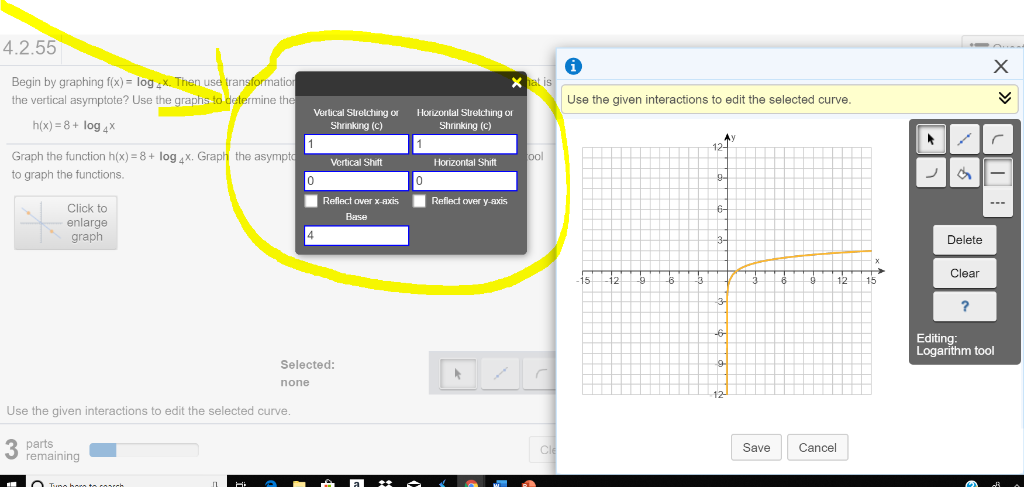 Solved 4.2.55 Begin by graphing f(x) = log4x. Then use | Chegg.com