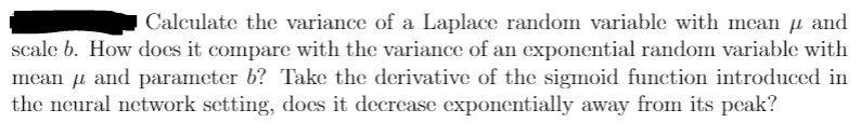 Calculate the variance of a Laplace random variable | Chegg.com