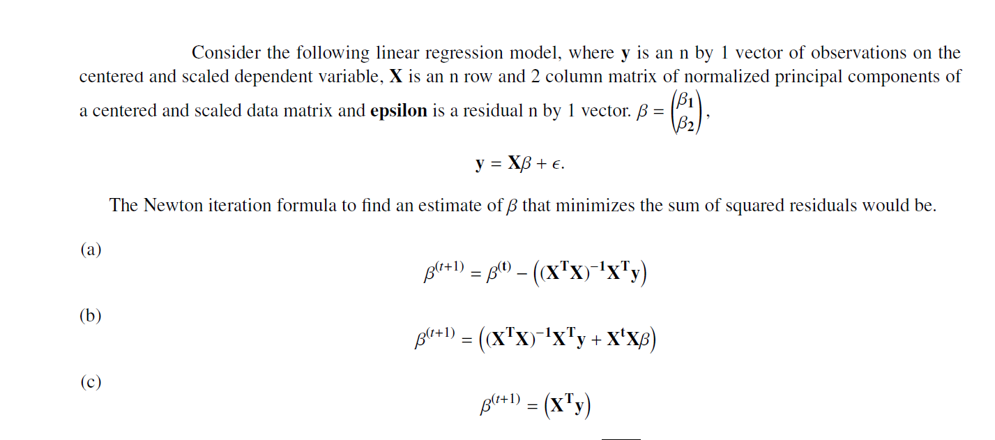 Solved Consider the following linear regression model, where | Chegg.com