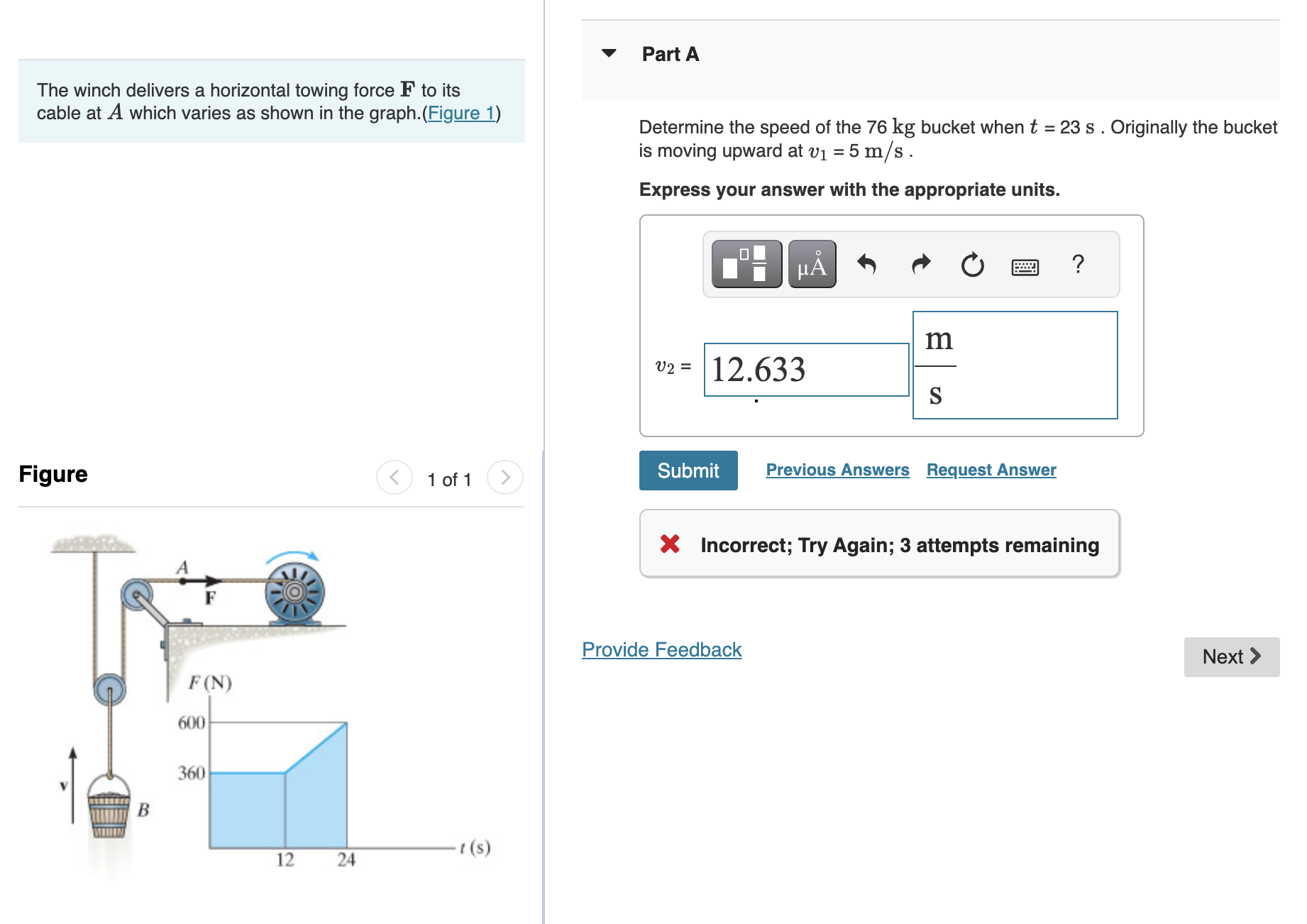 Solved The winch delivers a horizontal towing force F to its | Chegg.com