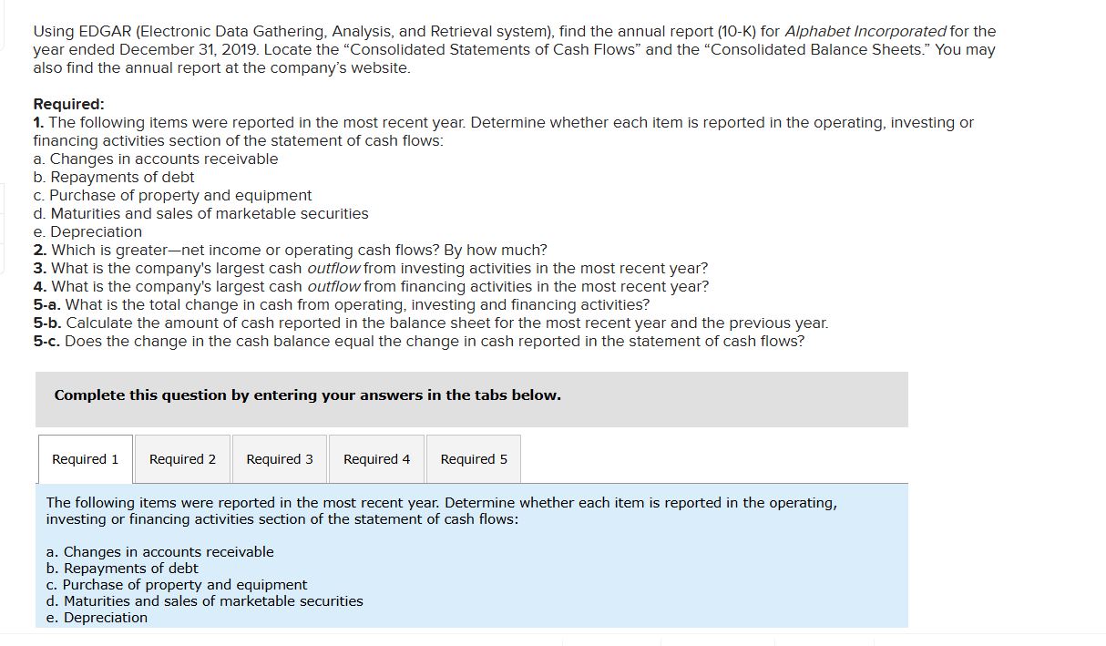 Solved Using EDGAR (Electronic Data Gathering, Analysis, and | Chegg.com