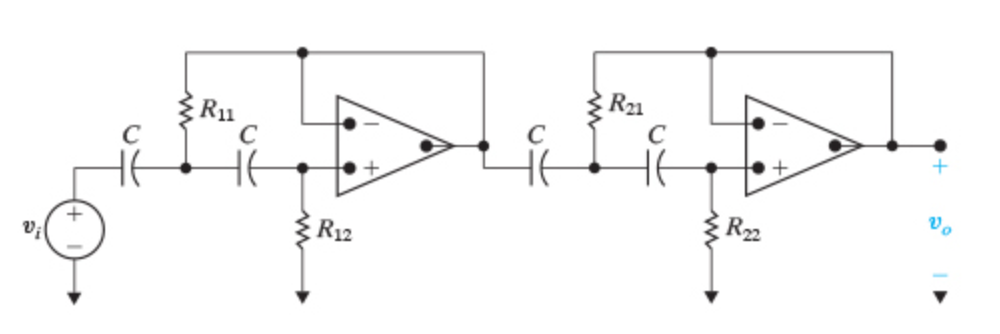 Solved Using 10nF capacitors and ideal op amps, design a | Chegg.com