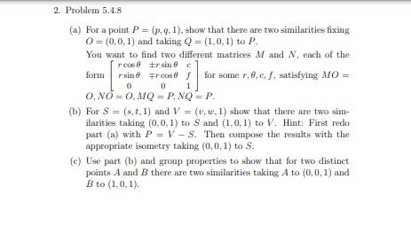 Solved (a) For a point P=(p,q,1), show that there are two | Chegg.com