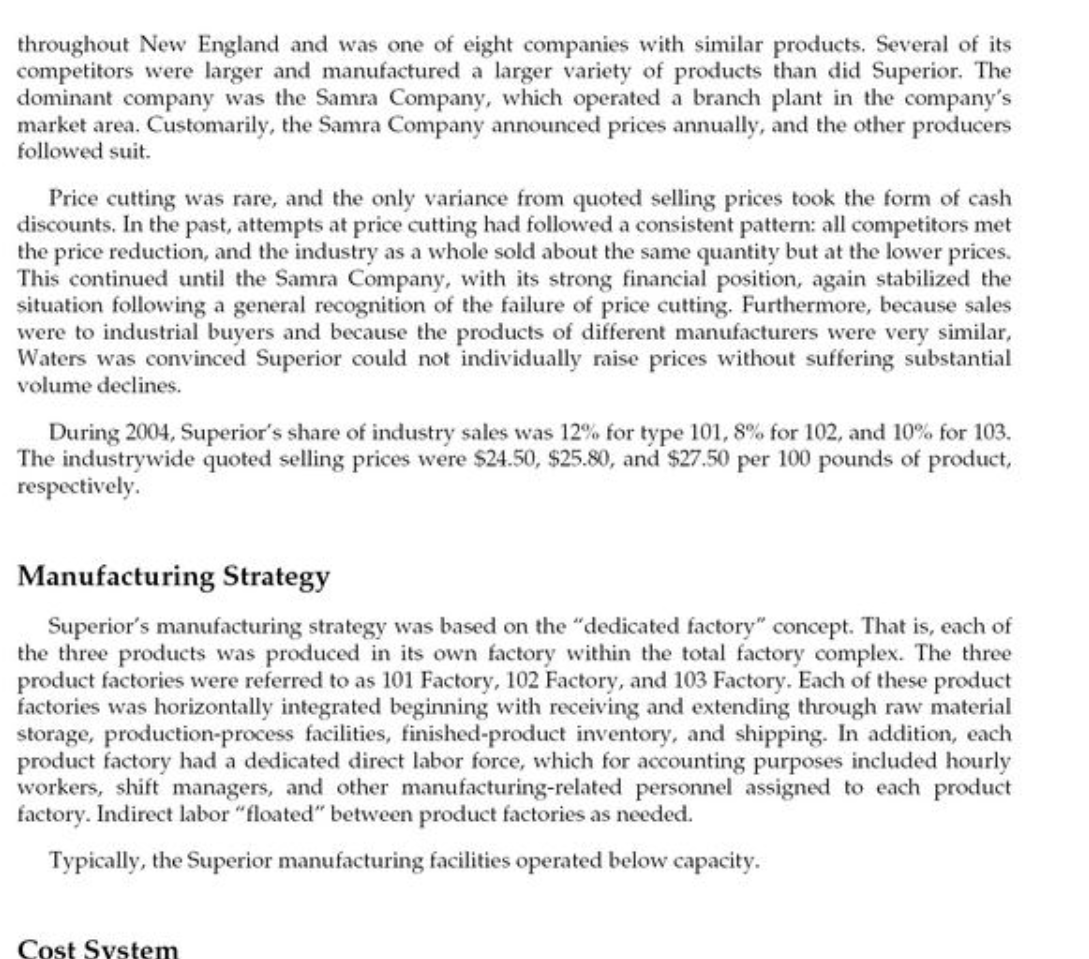 Superior Manufacturing Company Case Memo. Hello, I | Chegg.com