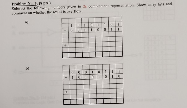 Solved Problem No. 5: (8 pts.) Subtract the following | Chegg.com