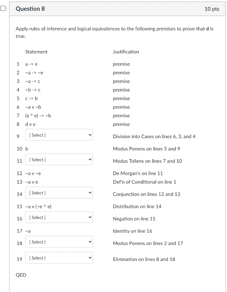 Solved Question 8 10 pts Apply rules of inference and | Chegg.com