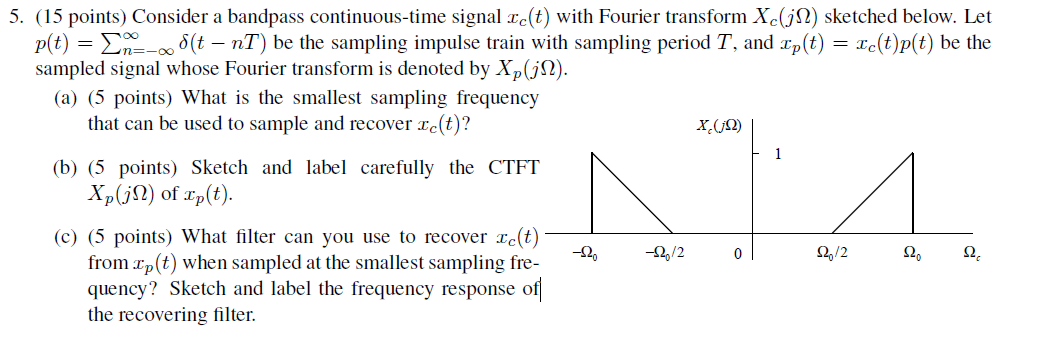 Solved 5. (15 points) Consider a bandpass continuous-time | Chegg.com
