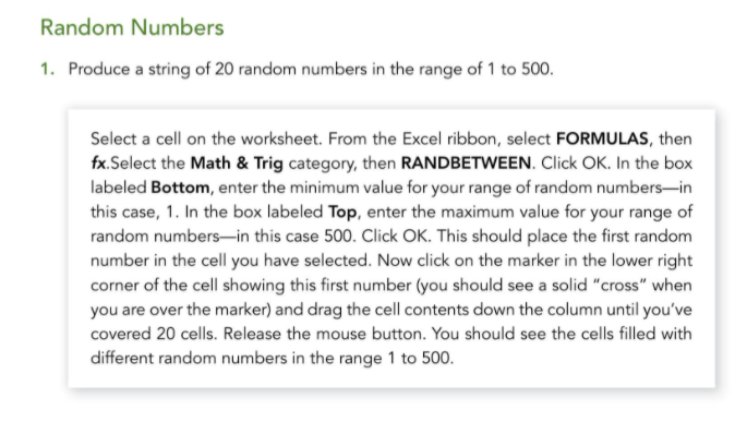 Solved Random Numbers 1. Produce a string of 20 random | Chegg.com