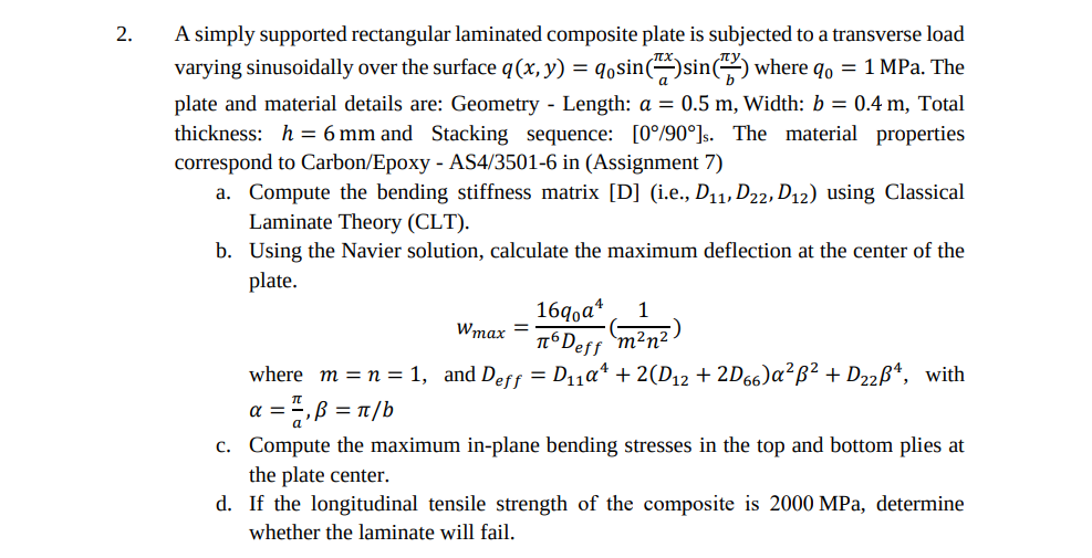 Solved A simply supported rectangular laminated composite | Chegg.com