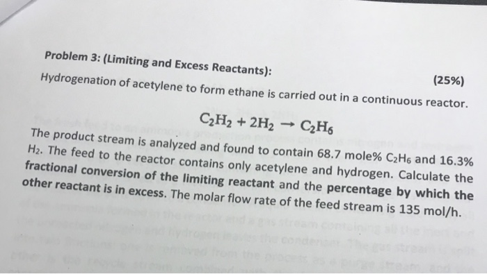 Solved Problem 3: (Limiting and Excess Reactants): | Chegg.com