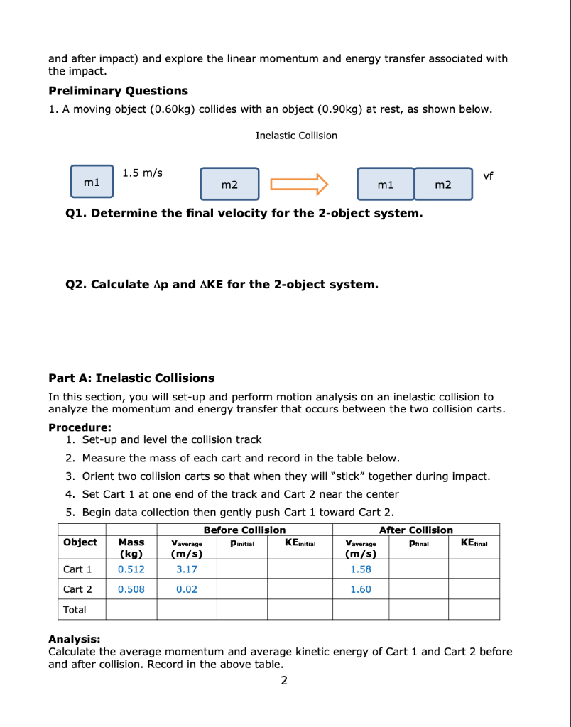 Solved Experiment: Momentum & Impulse in Collisions | Chegg.com