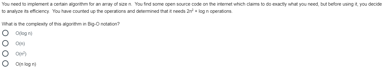 Solved You need to implement a certain algorithm for an | Chegg.com