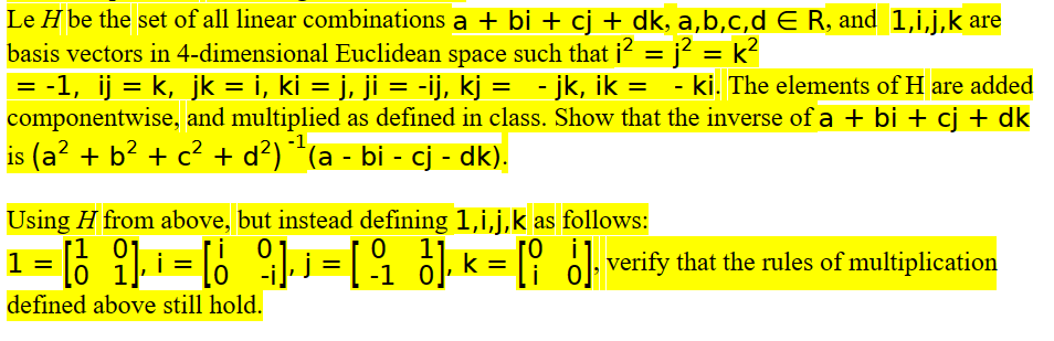 Solved Le H be the set of all linear combinations | Chegg.com