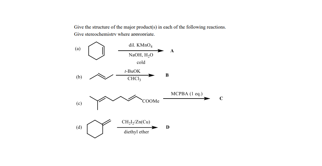 Solved Give the structure of the major product(s) in each of | Chegg.com