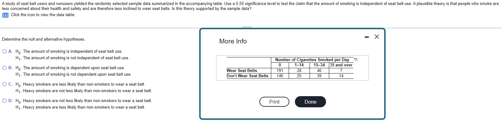 Solved A study of seat belt users and nonusers yielded the | Chegg.com