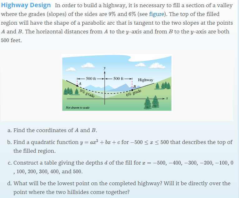 Solved Highway Design In order to build a highway, it is | Chegg.com