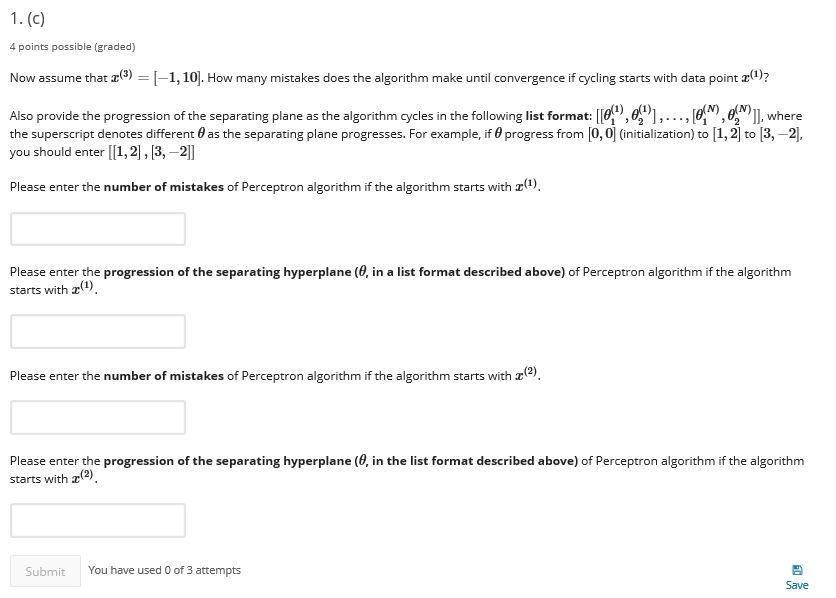 Solved 1. Perceptron Mistakes Bookmark this page In this | Chegg.com