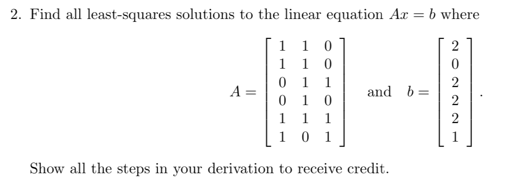 Solved Find all least-squares solutions to the linear | Chegg.com