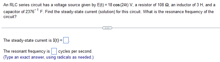 Solved An RLC series circuit has a voltage source given by | Chegg.com